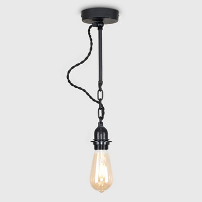 ValueLights Huber Pair of Industrial Satin Black Wall Ceiling Light ...
