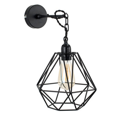 ValueLights Huber Satin Black Wall/Ceiling Light Fitting with Black ...