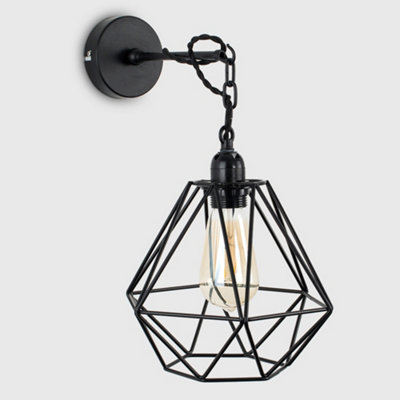 ValueLights Huber Satin Black Wall/Ceiling Light Fitting with Black ...