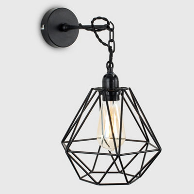 ValueLights Huber Satin Black Wall/Ceiling Light Fitting with Black ...