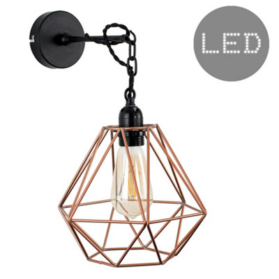 ValueLights Huber Satin Black Wall/Ceiling Light Fitting with Copper ...