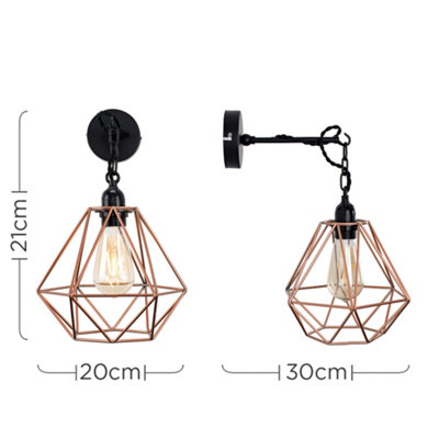 ValueLights Huber Satin Black Wall/Ceiling Light Fitting with Copper ...