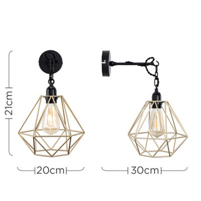 ValueLights Huber Satin Black Wall/Ceiling Light Fitting with Gold ...