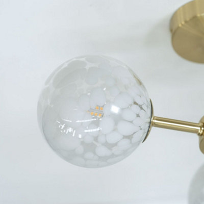 ValueLights India White Confetti Glass 3 Way Flush Ceiling Light and Bulbs