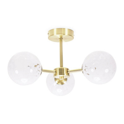 ValueLights India White Confetti Glass 3 Way Flush Ceiling Light and Bulbs