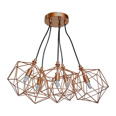 ValueLights Industrial 5 Way Geometric Copper Wire Basket Cage Ceiling ...
