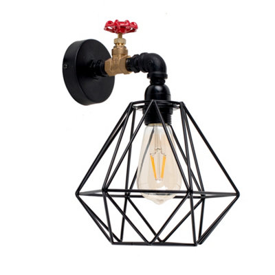 ValueLights Industrial Antique Brass Satin Black Pipework And Red Tap ...