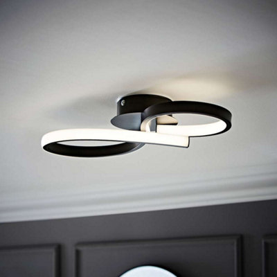 ValueLights Infinity Matte Black Swirl IP44 Rated Bathroom Integrated ...