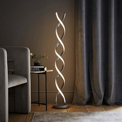 ValueLights Infinity Matte Silver Double Twist Integrated LED Floor Lamp