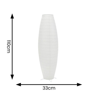 ValueLights Isla White Paper Column Metal Base Floor Lamp
