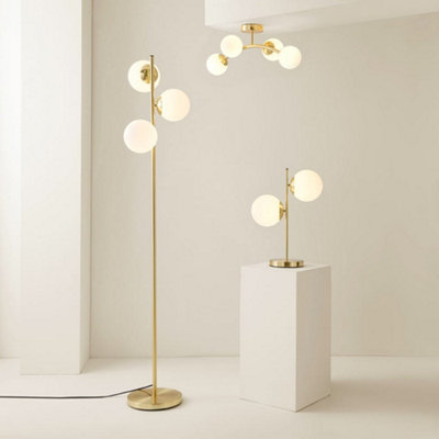 ValueLights Jas Gold 4 Way Ceiling Light with White Frosted Glass Globe ...