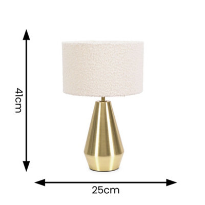 ValueLights Jax Gold Metal Touch Dimmer Table Lamp with Cream Boucle Shade
