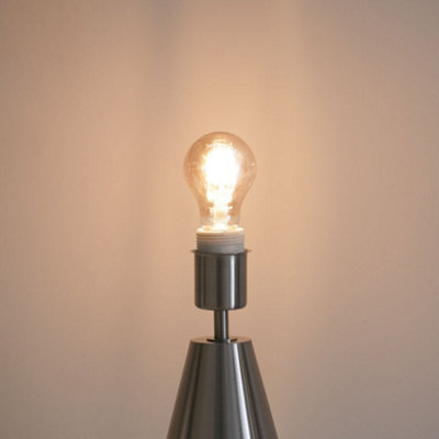 ValueLights Jax Silver Metal Touch Dimmer Table Lamp with Black Drum Shade