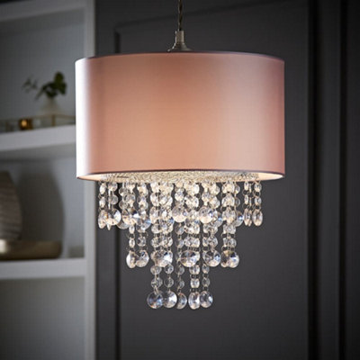 ValueLights Jesmond Acrylic Jewel Effect Droplet Pink Ceiling Pendant ...