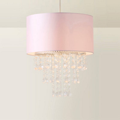ValueLights Jesmond Acrylic Jewel Effect Droplet Pink Ceiling Pendant ...