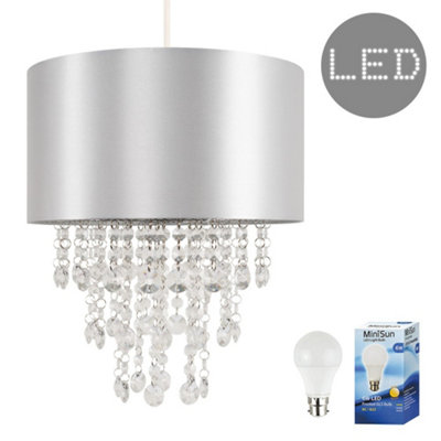 ValueLights Jesmond Grey Ceiling Shade and Bulb (D)32cm