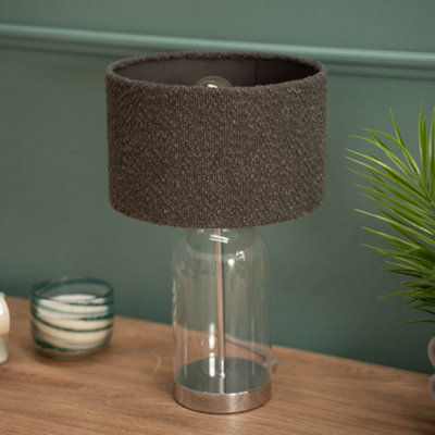 ValueLights Jessy Glass and Silver Chrome Metal Bedside Table Lamp with ...