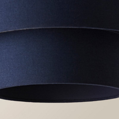 VALUELIGHTS JODIE TWO TIER NAVY LINEN CEILING DRUM LAMP SHADE (D)30CM
