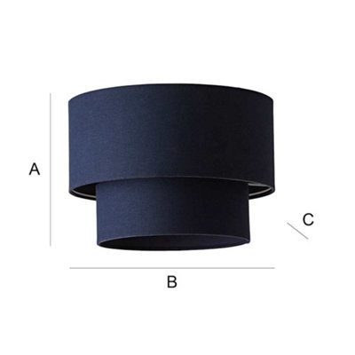 VALUELIGHTS JODIE TWO TIER NAVY LINEN CEILING DRUM LAMP SHADE (D)30CM