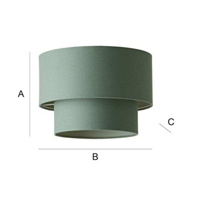 ValueLights Jodie Two Tier Sage Linen Ceiling Drum Lamp Shade and Bulb ...