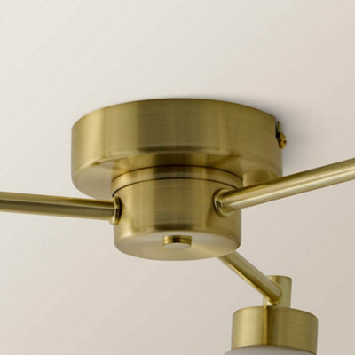 ValueLights Jonah 3 Way Brushed Gold Ceiling Light Fitting with Globe ...
