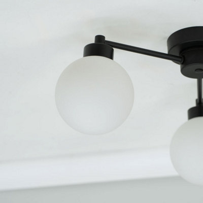 ValueLights Jonah 3 Way Matt Black Ceiling Light Fitting with Globe ...