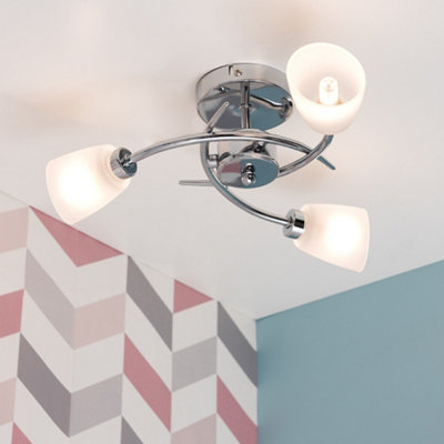 ValueLights Kavio Modern 3 Way Spiral Polished Chrome Ceiling Light ...
