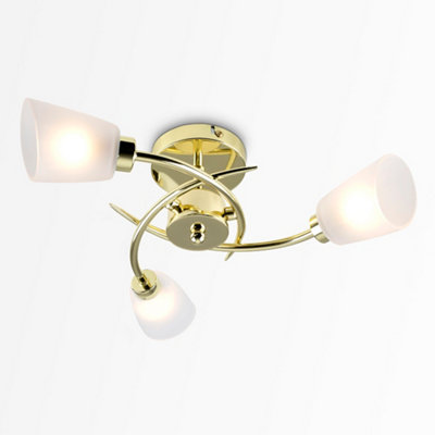 ValueLights Kavio Modern 3 Way Spiral Polished Gold Ceiling Light ...