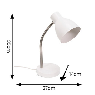 ValueLights Keela White Adjustable Flexi Neck Desk Lamp Task Reading ...
