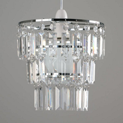 ValueLights Kelsks Pair of Clear Jewel Droplet Ceiling Lamp Shades