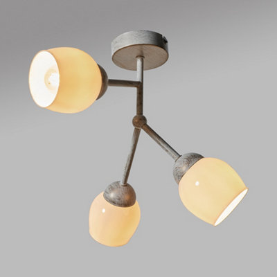 ValueLights Kenton Modern 3 Way Aged Metal Effect Ceiling Light Fitting ...