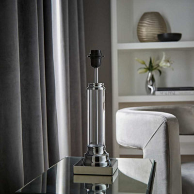 ValueLights Knowles Modern Clear Glass Column Design Touch Table Lamp Base