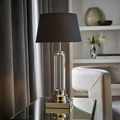 ValueLights Knowles Modern Clear Glass Column Design Touch Table Lamp ...