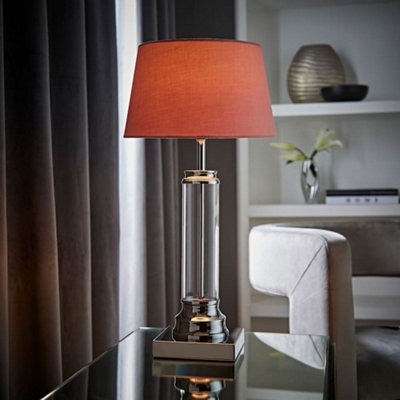 ValueLights Knowles Modern Clear Glass Column Design Touch Table Lamp ...