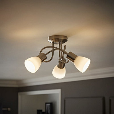 ValueLights Kololi Modern 3 Way Brushed Chrome Flush Curved Swirl Arm ...