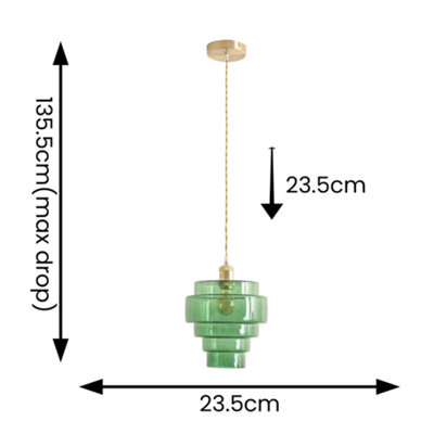 ValueLights Lane Green Glass 5 Tier Layer Shade Brushed Gold Single ...