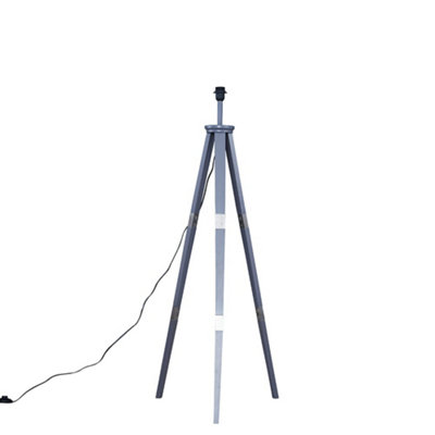 ValueLights Large Modern Grey Wood And Metal Tripod Design Floor Lamp ...