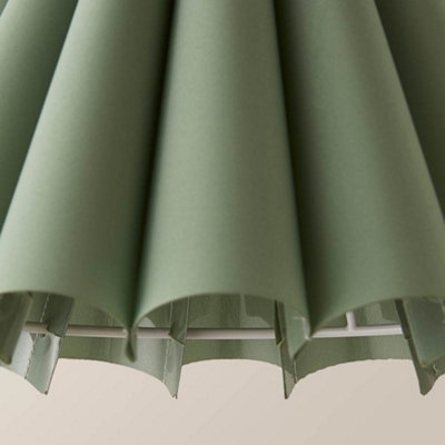 ValueLights Lauren Sage Green Fabric Pleated Scallop Edge Tapered ...