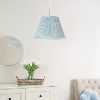 ValueLights Laurenne Tapered Blue Pinstripe Fabric Pleated Easy Fit ...