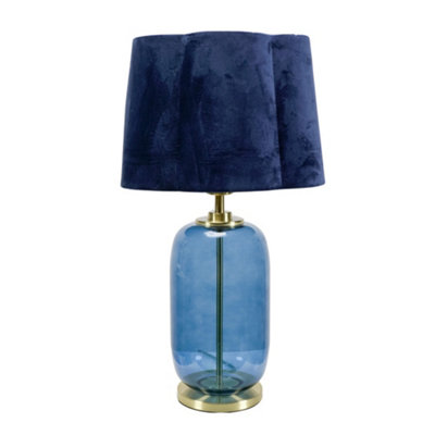 ValueLights Leigh Navy Blue Velvet Scallop Shade with Navy Blue Glass ...