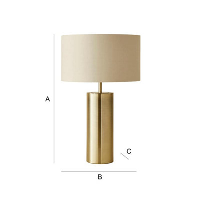 ValueLights Lexy Antique Brass Touch Table Lamp with Beige/Gold Shade