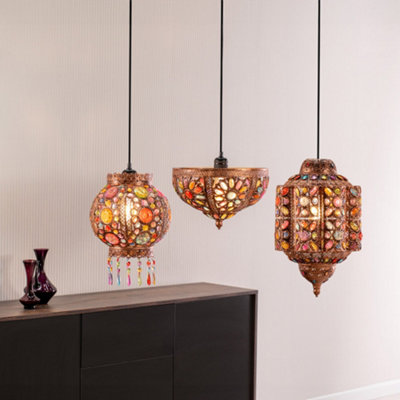 ValueLights Leyla Large Moroccan Bazaar Style Bronze Lantern Easy Fit ...