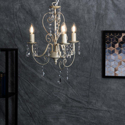 ValueLights Lille Cream Ornate Vintage Style 3 Way Ceiling Light ...