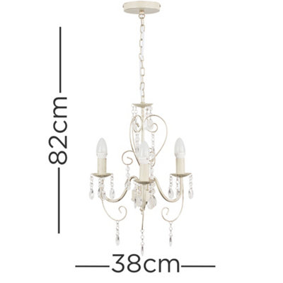 ValueLights Lille Distressed Cream Ornate Vintage Shabby Chic 3 Way ...