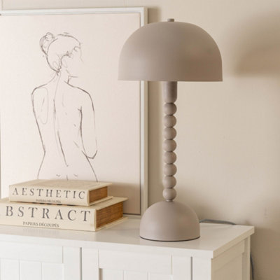 ValueLights Lowe Grey Pebble Abstract Bedside Table Lamp with a Dome ...