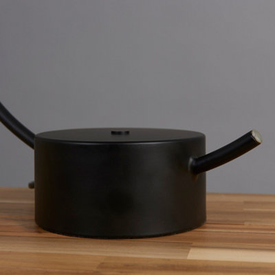 ValueLights Lua Contemporary Matt Black Crescent Frame Dome Table Lamp