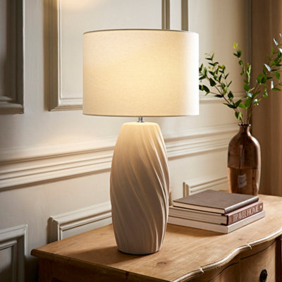 ValueLights Lydia Natural Linen Drum Lamp Shade Tall Swirl Natural ...