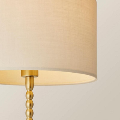 ValueLights Maeve Natural Fabric Drum Lamp Shade Brushed Gold Bobbin ...