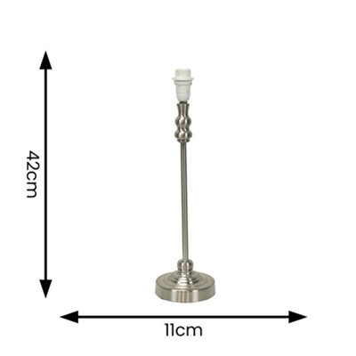 ValueLights Maggie Brushed Chrome Silver Candlestick Slim Table Lamp Base