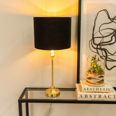 ValueLights Maggie Gold Candlestick Table Lamp with Black and Metallic ...